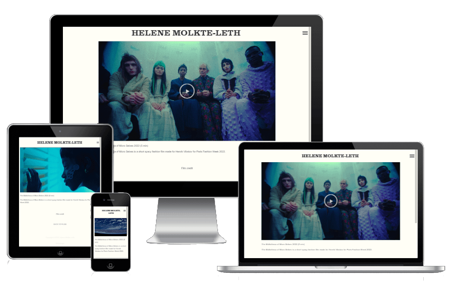Hjemmeside designet til Instruktør og kunstner Helene Moltke-Leth