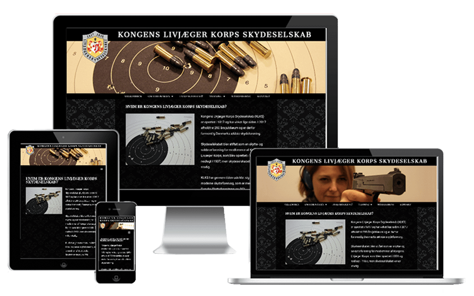 WordPress hjemmeside til Kongens Livjæger Korps Skydeselskab